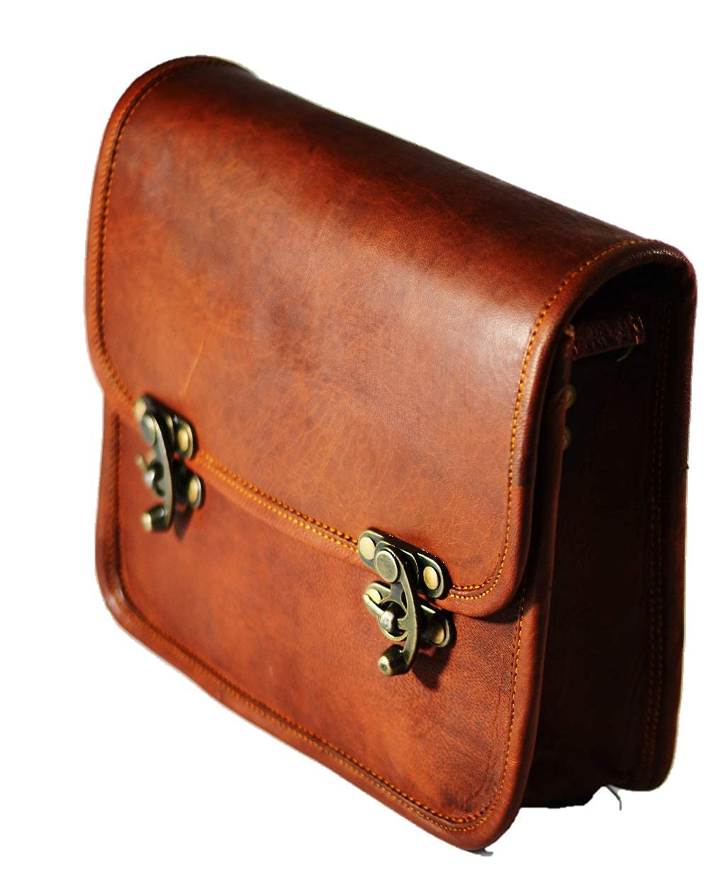 Women Vintage Style Genuine Brown Leather Cross body Shoulder Bag Handmade Purse (9 x 11, Brown)