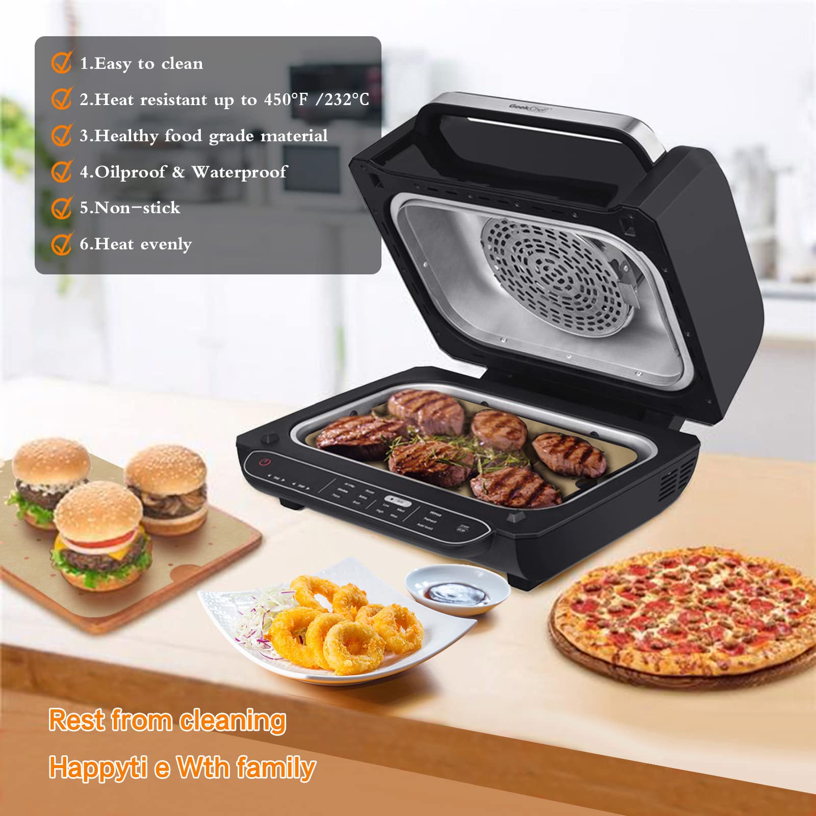 WMKGG Disposable Air Fryer Parchment Paper, 100 PCS Perforated Rectangular Air Fryer Liners for Ninja Foodi XL Smart FG551 6-in-1 Indoor Grill