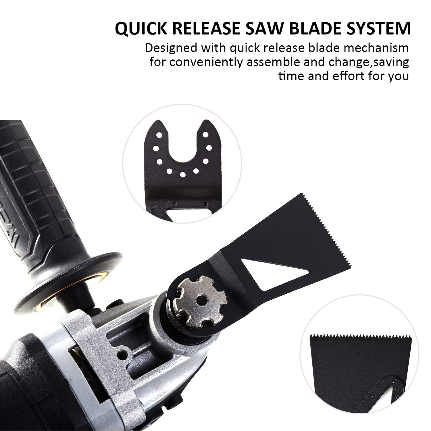 WISETOOL 23 Piece Oscillating Multi Tool Mixed Accessories,Quick Release Saw Blades Kit for Metal,Wood and Plastic Cutting,Sanding and Grinding