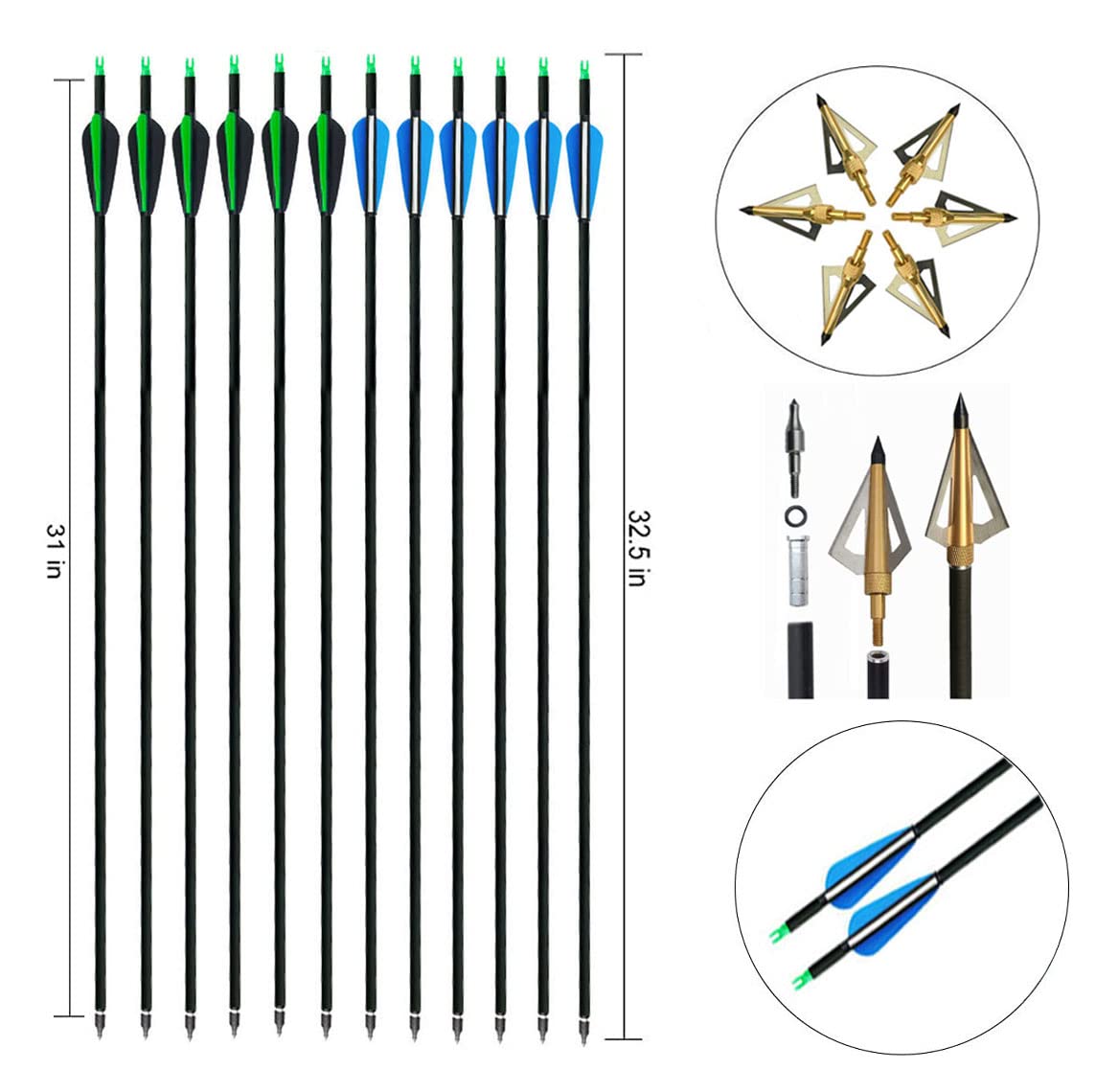 Vogbel 58" Bow and Arrows for Adults Archery Recurve Bow Wooden Takedown Straight Bow Bamboo Core Limbs Right Hand for Hunting Target Shooting 25-65lb(40lb)