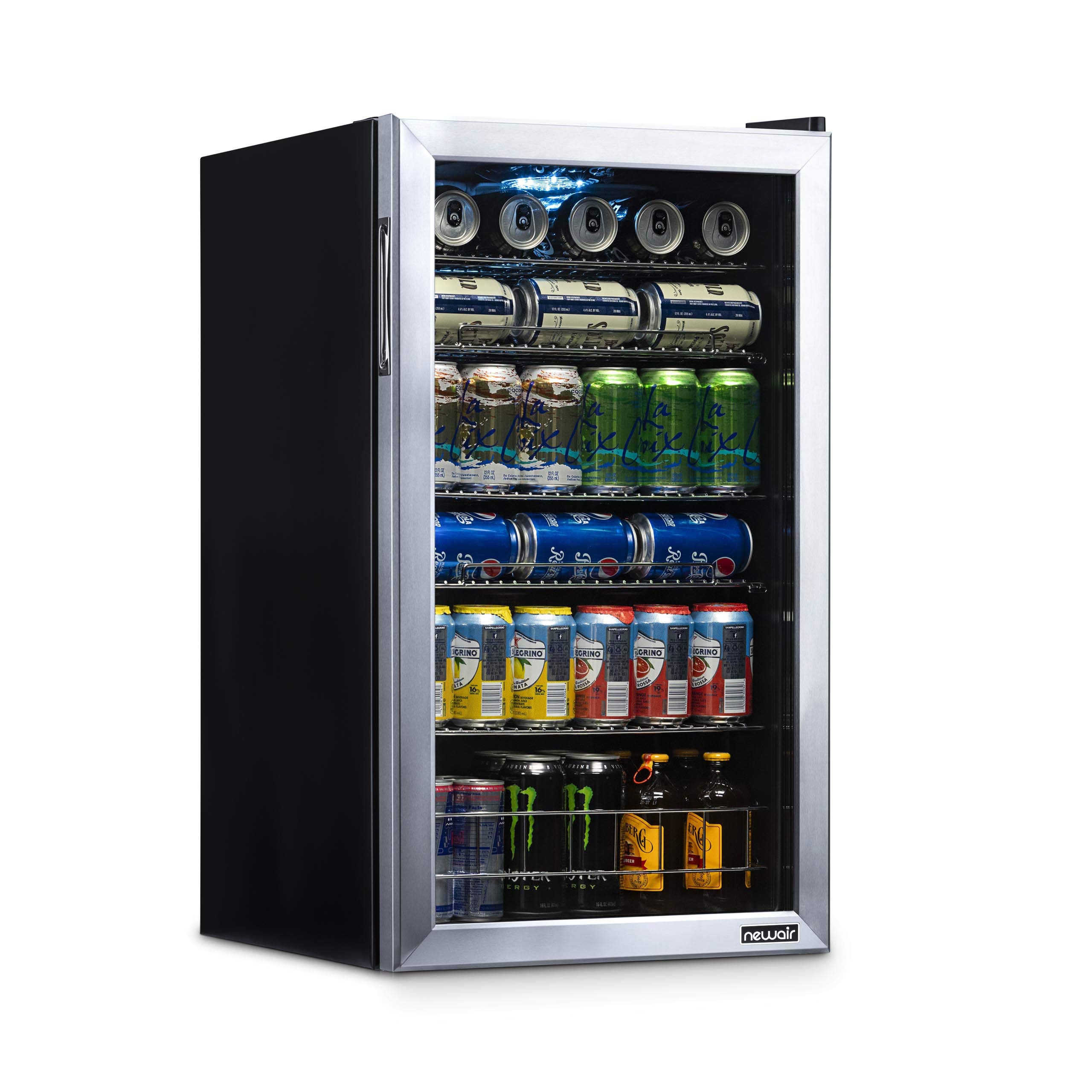 Whynter CUF-301BK 3 cu. ft Energy Star Upright Freezer with Lock β Black & NewAir Beverage Refrigerator Cooler | 126 Cans Free Standing with Right Hinge Glass Door | Mini Fridge Beverage Organizer