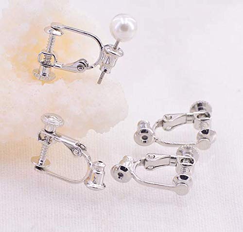 WOIWO 10PCS Clip-on Earring Components for Non-Pierced Ears, with Adjustable Screw, 14x15mm Silver