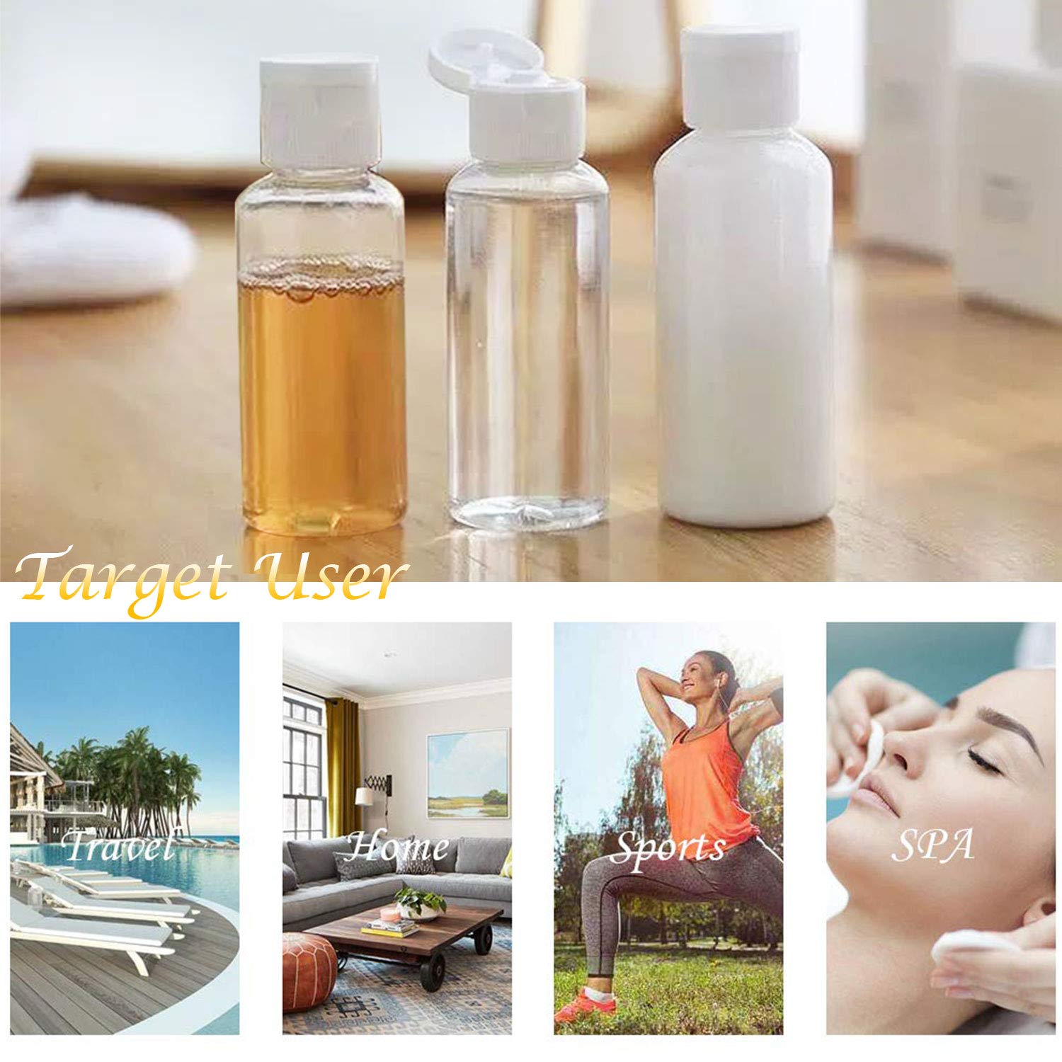 Woaiwo-q Travel Bottles TSA Approved,2 oz Plastic Bottles Small Squeeze Bottles Leak Proof Silicone Travel Size Containers with Flip Cap (30 Bottles)