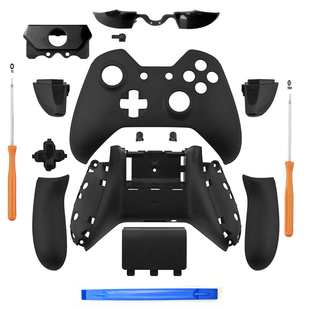 YICHUMY Matte Black Controller Housing Shell Full Set Faceplates Buttons for Xbox One Controller with The 3.5 mm Headset Jack xbox one controller shell kit with 3.5 port