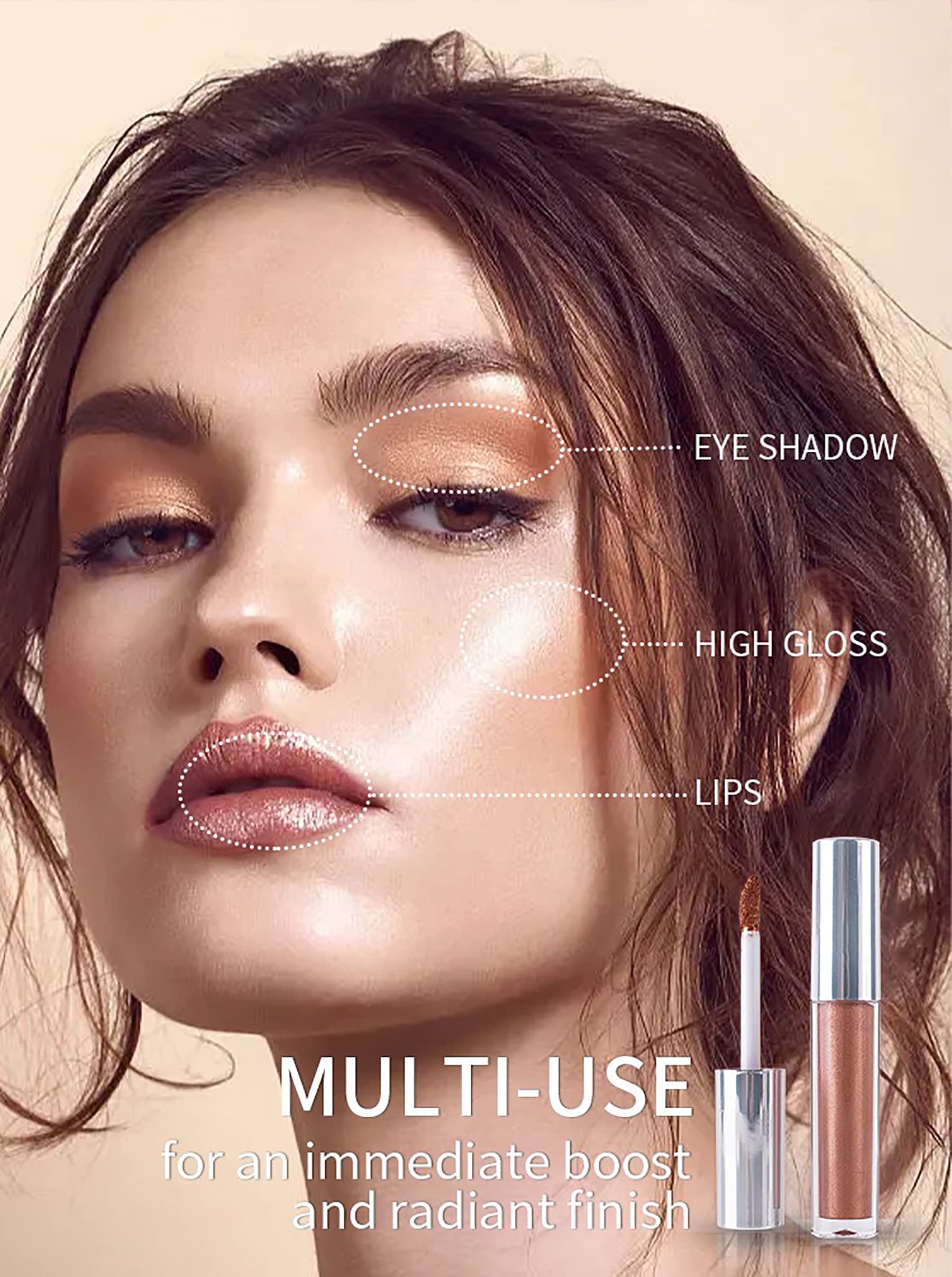 Vodisa Liquid Glitter Eyeshadow, Shimmer Cream Eye Shadow Quick-Drying, Non-Sticky, Blendable Long Lasting Waterproof Brightener Shiny Highlighter Eye Shadow Make Up Set 01
