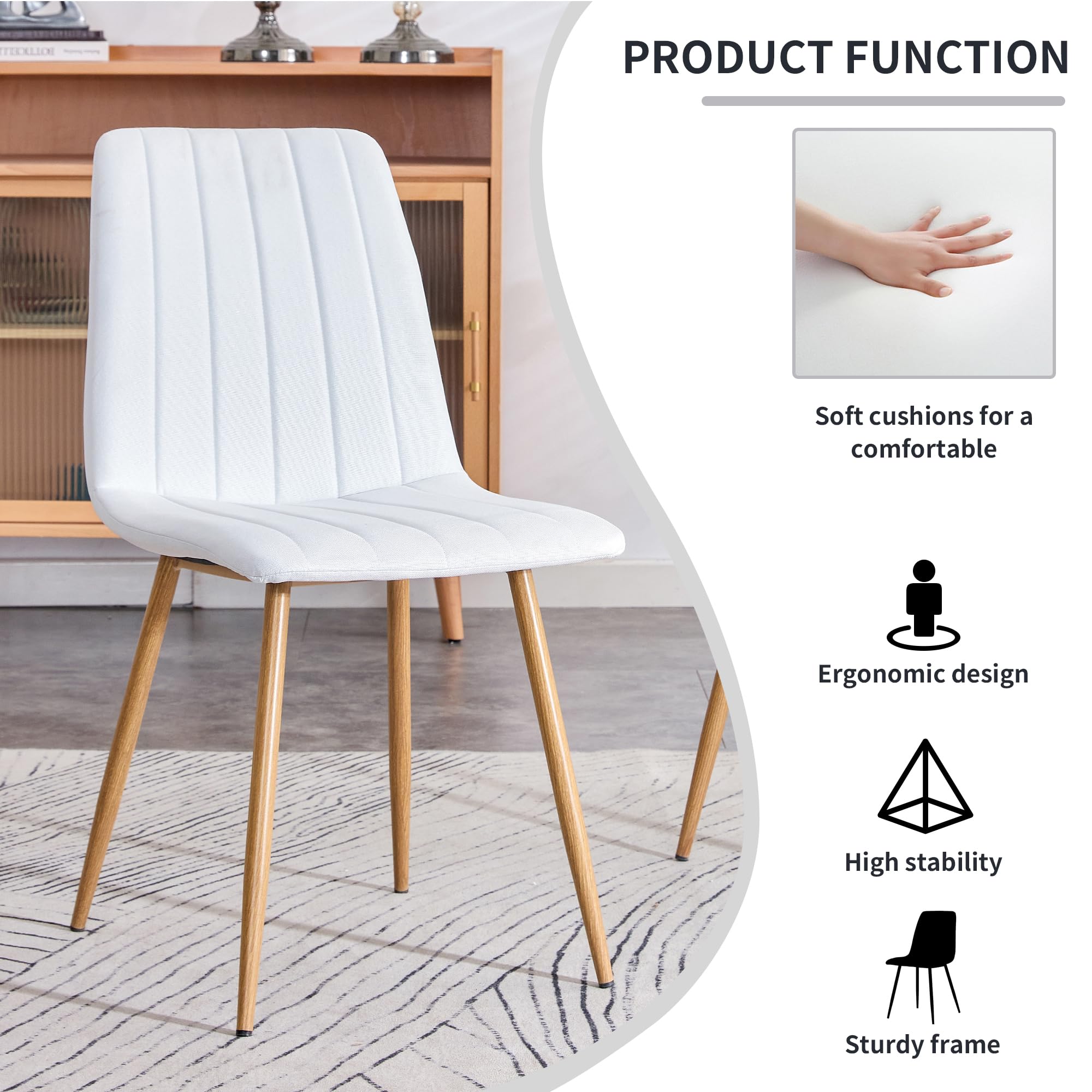 Vohuai Glass Dining Table Set for 4,Modern Glass Transparent Tabletop 5 Piece Dining Table Set，Clear Acrylic Chair Kitchen & Dining Room Sets,Plastic Cushion Small Dining Table Set for 4