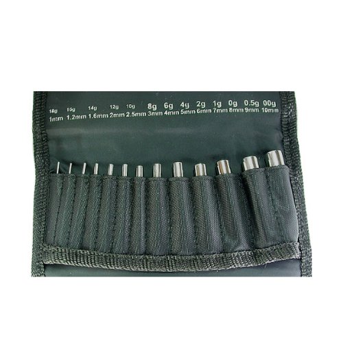 Urban Body Jewelry 13 Piece Surgical Steel Concave Ear Stretching Taper Kit (18 Gauge - 00 Gauge)