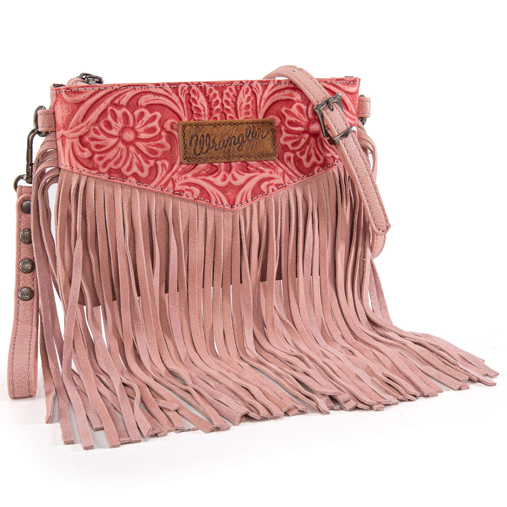 Wrangler Leather Fringe Purse for Women Western Hobo Bag Turquoise Concho Shoulder Handbag Black WG61-918 BK