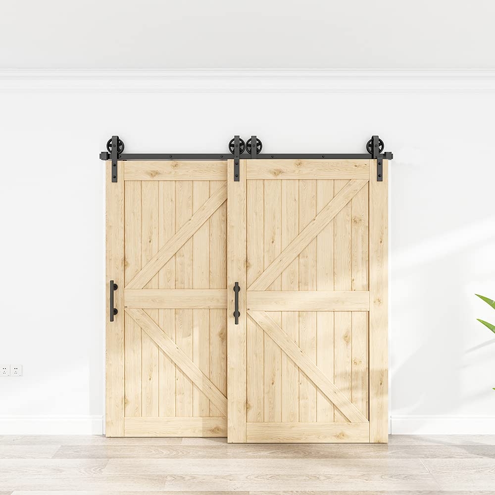WINSOON 2PCS Adjustable Floor Guide for barn Door Hardware Black with Screws (2PCS)
