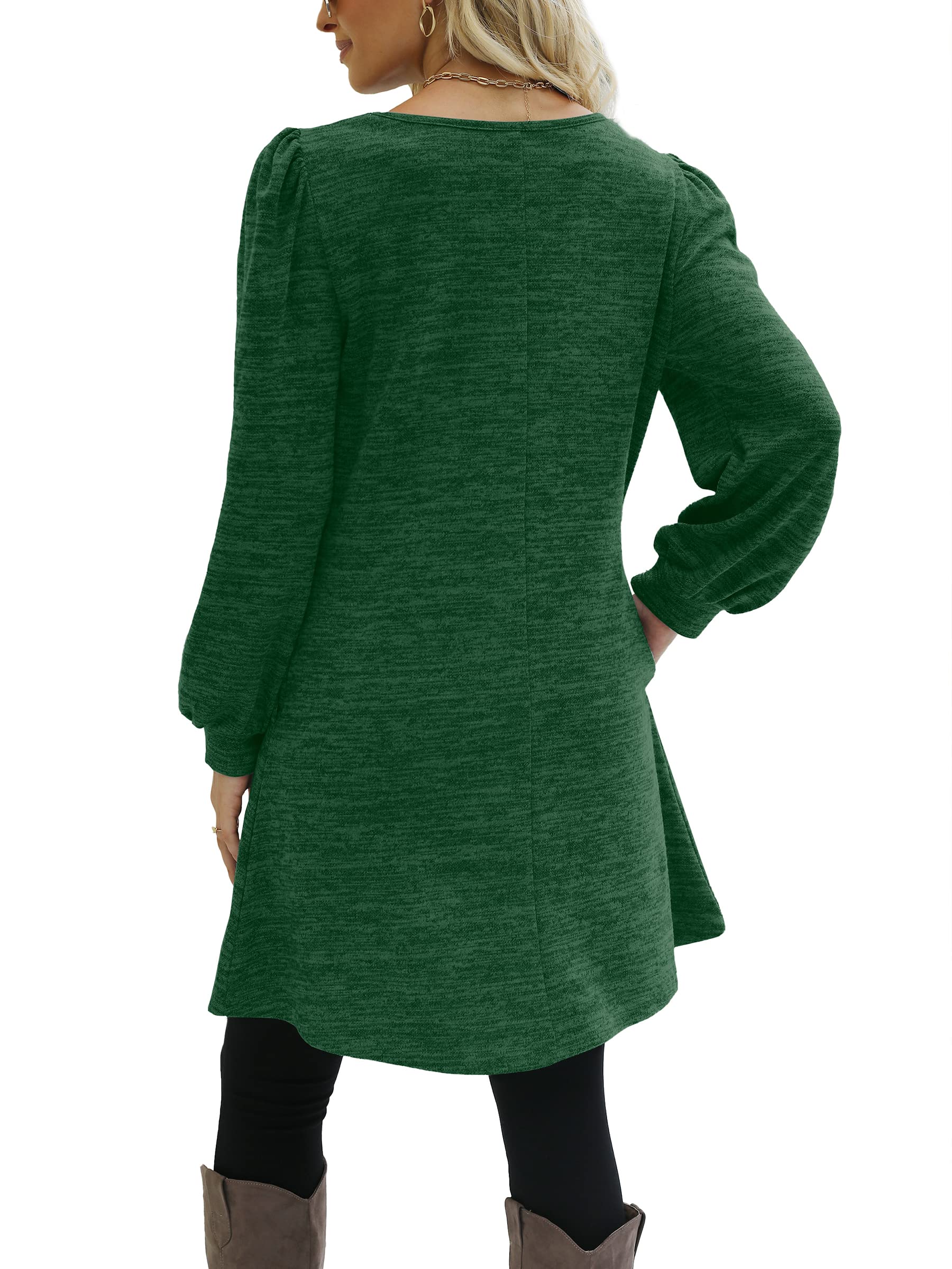 XIEERDUO Womens Long Sleeve Dresses Christmas Sweater Dress For Leggings Tunic Xmas Green S