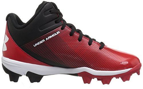 Under Armour Boy’s Leadoff Mid Jr. RM Baseball Shoe, Black (061)/Red, 8 US Unisex Little Kid
