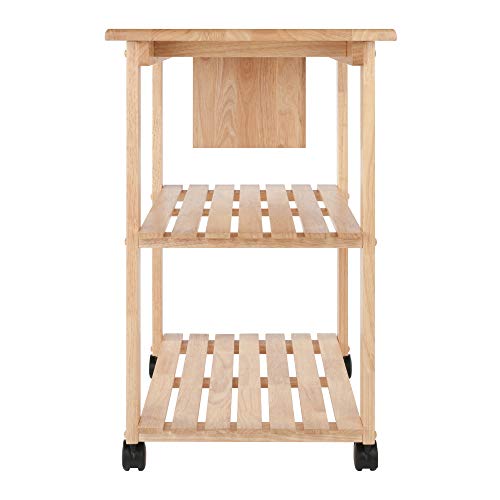 Winsome Wood Kitchen Cart With Cutting Board, Knife Block and Shelves, Beech