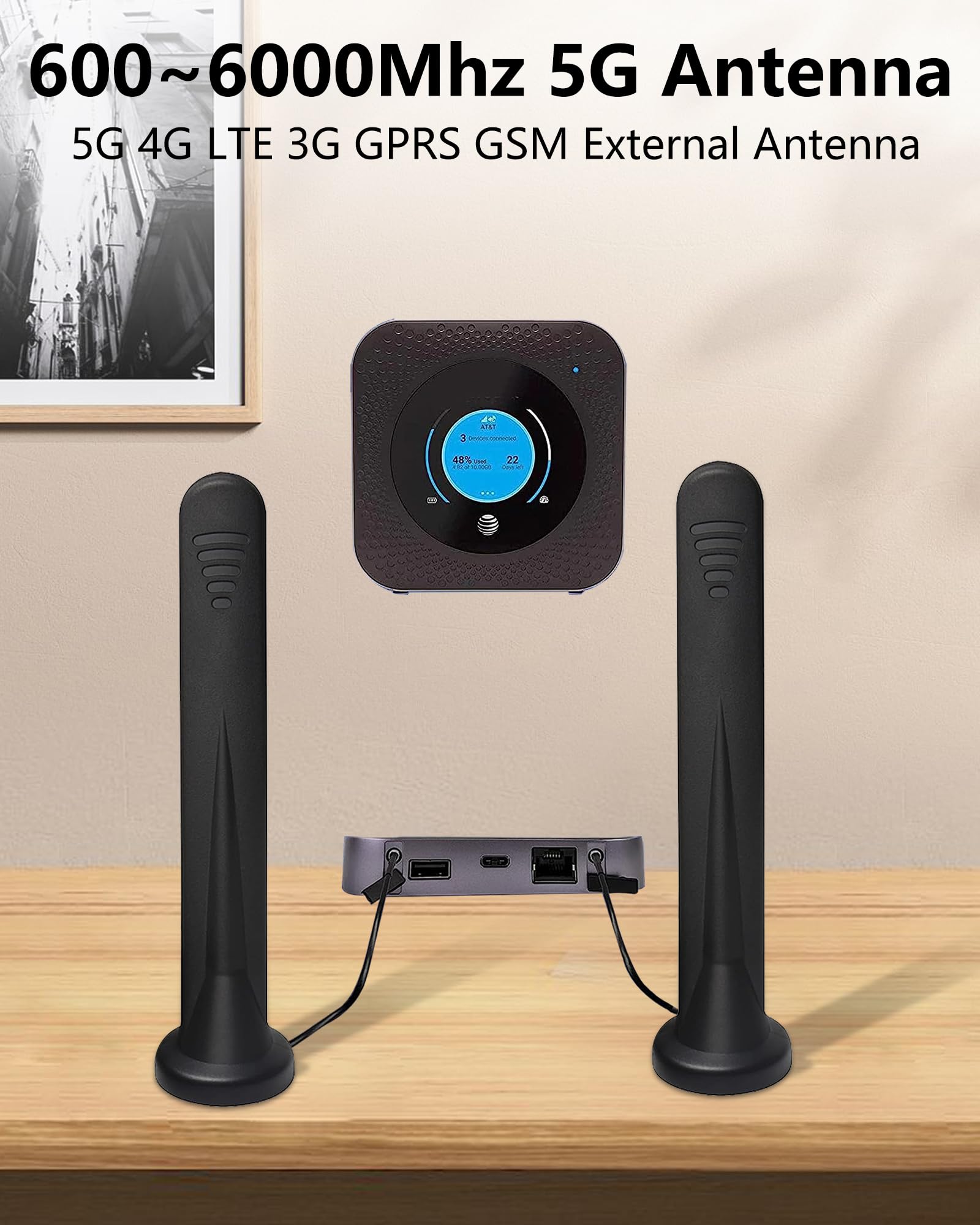TS9 Antenna, 12dBi External 5G 4G LTE GSM Magnetic Base Antenna,Compatible with Netgear AT&T Nighthawk M6 MR6110 MR6500 M5 MR5100 MR5200 M1 MR1100 LB2120 Hotspots Router 2 Pack