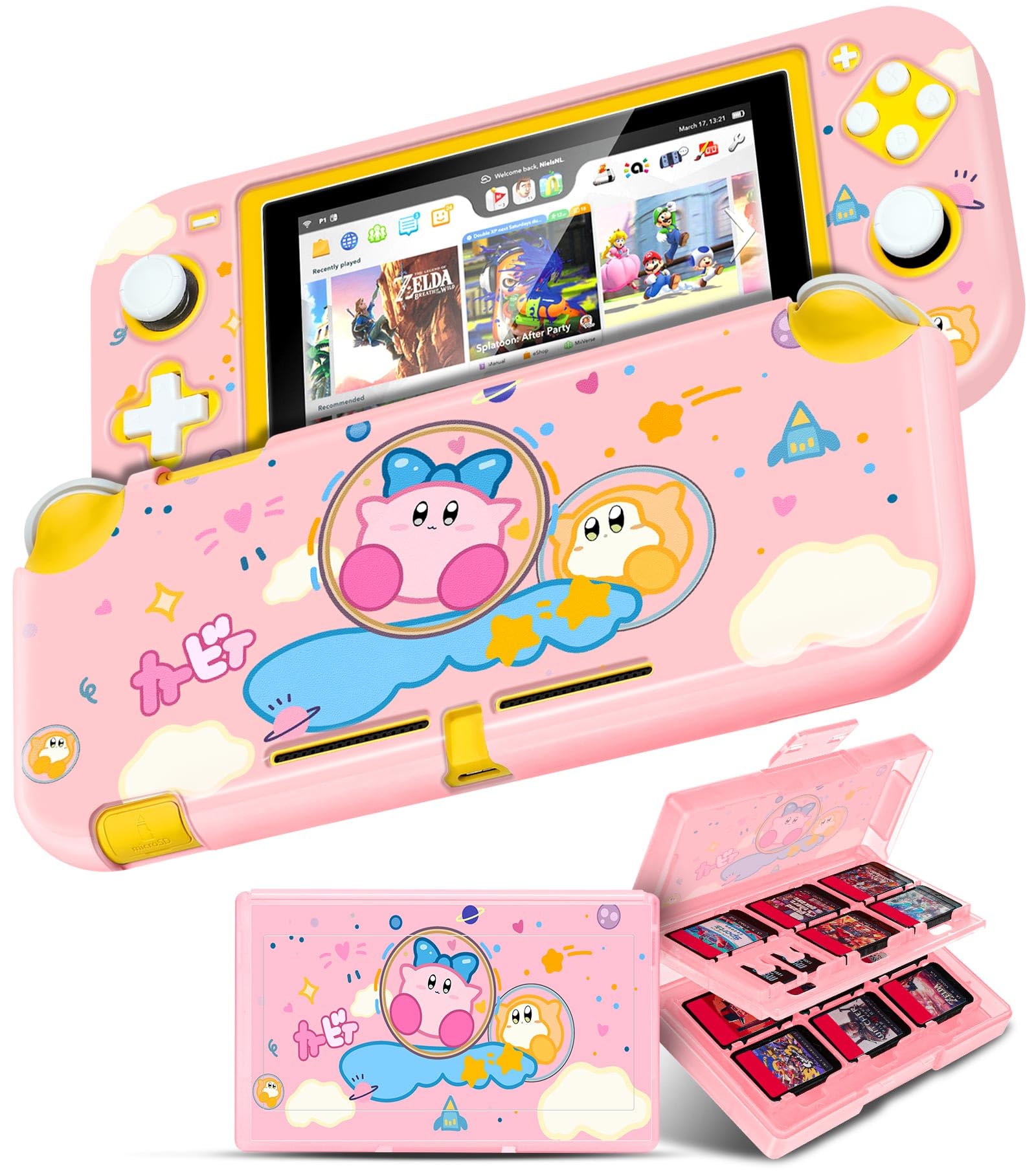 Xinocy (2in1 for Nintendo Switch Lite Case +24 Switch Game Holder Cute Cartoon Character Anime Slim Protective Cases Hard Shell for Kids Boys Teens Girls Girly Funny Covers for Switch Lite 2019