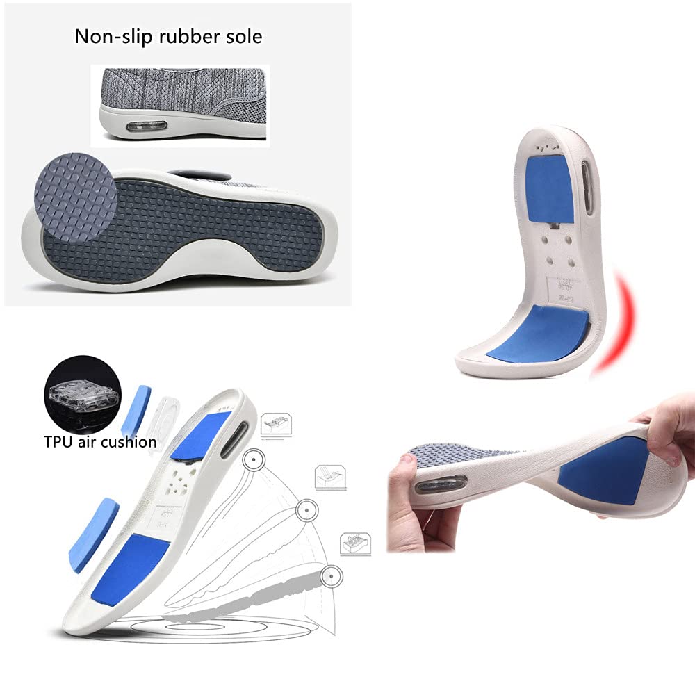 Women's Diabetic Shoes Extra Wide Shoes Comfortable Adjustable Strap Shoes with Air Cushion for Elderly Edema Swollen Feet