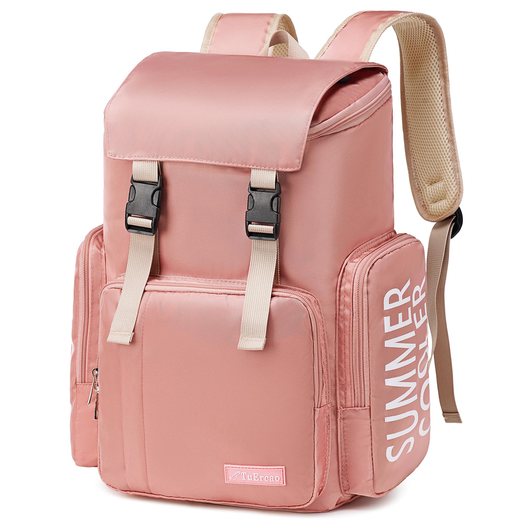 TuErCao Rose Pink Cooler Backpack Insulated Hiking Backpack for Women Men, 32 Liters Capacity, Leakproof and Made, Stylish Design and Idea Gift