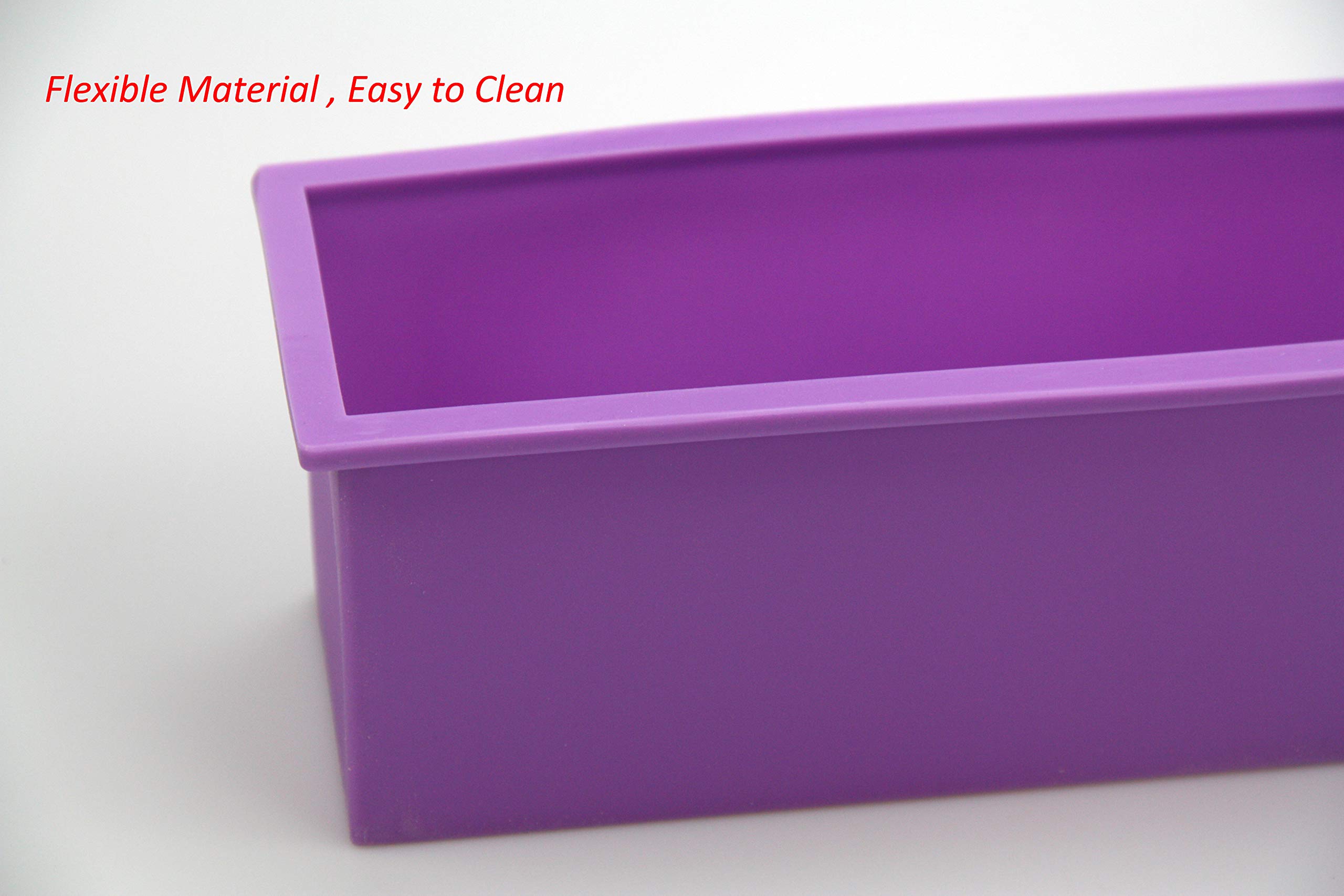 Voulosimi Soap Molds kit-2 Pcs 42 oz Loaf Flexible Rectangular Silicone Soap Mold 6 Cavities Silicone Mold with Wood Box