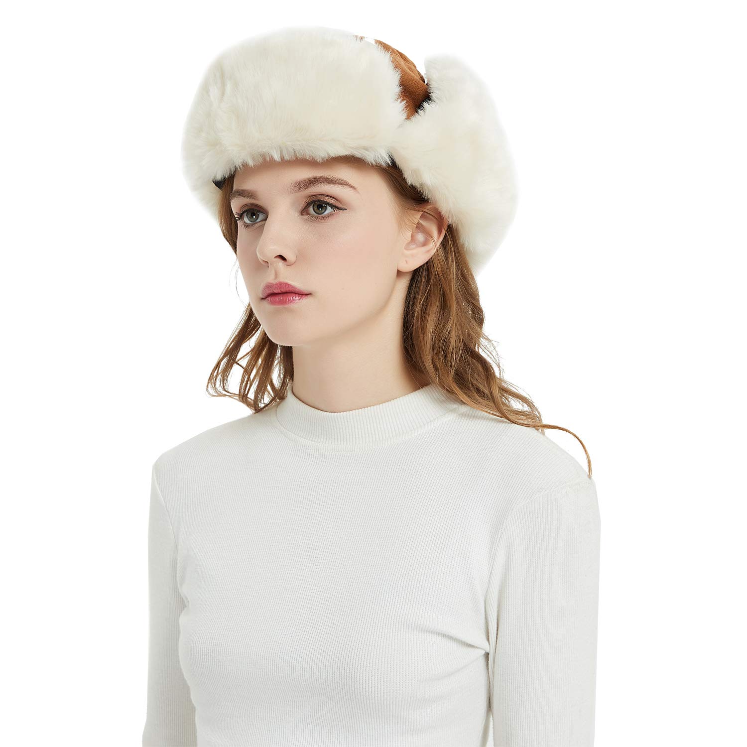 Winter Trapper Trooper Hat Unisex Ushanka Aviator Russian Hat Outdoor Hunting Skiing Hat Cap with Ear Flap(Black)