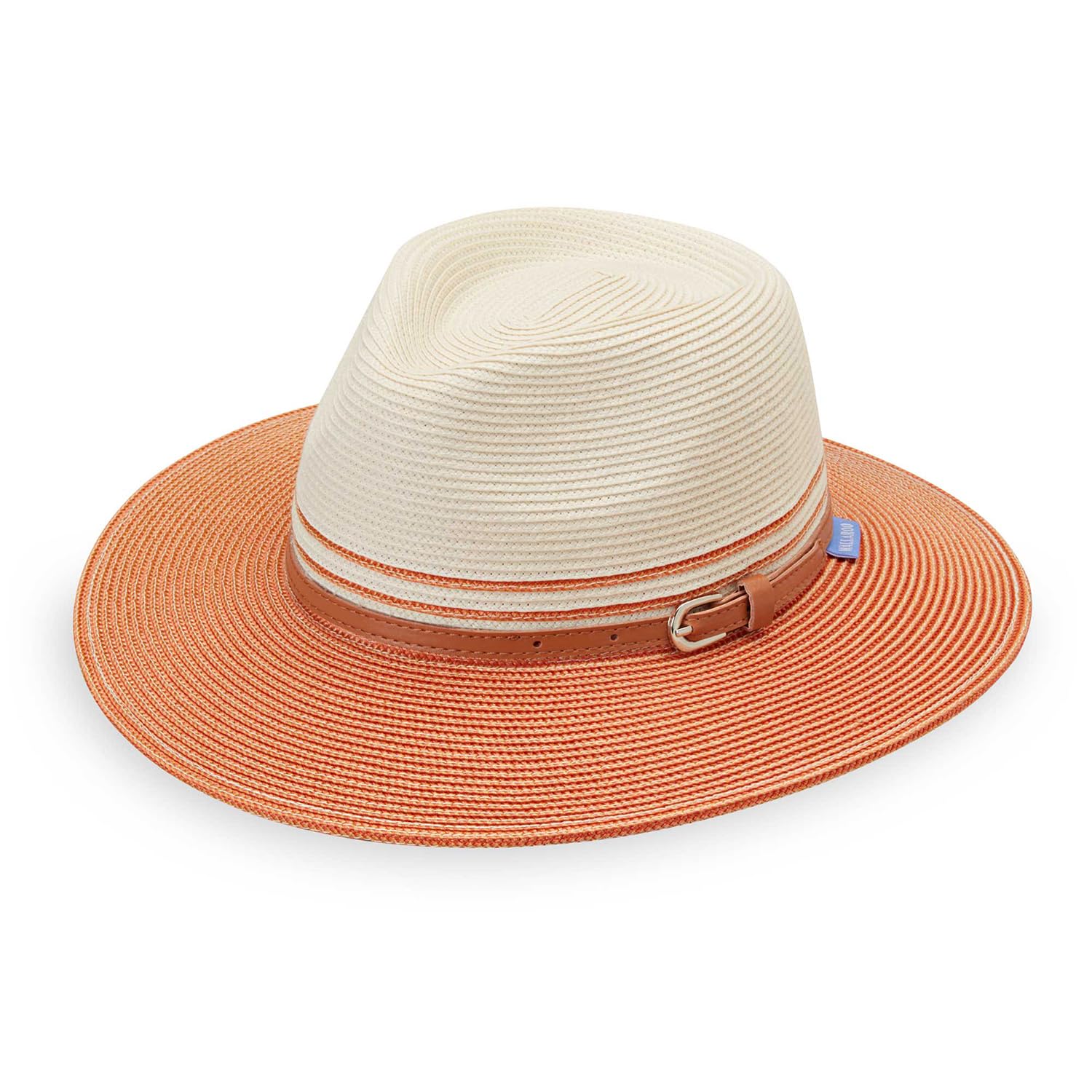 Wallaroo Hat Company Women’s Petite Kristy Fedora – UPF 50+ Sun Protection, Wide Brim, Packable Design, Adjustable Sizing for Smaller Crown Sizes – Sun-Safe Hat for Travel and Everyday (Ivory/Stone)
