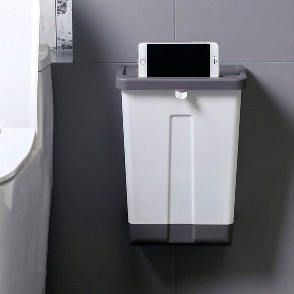TURHAN Trashcan, Kitchen Trash Can Plastic Wall Mounted Trash Bin Waste Recycle Compost Bin Garbage Bag Holder Waste Container Bathroom Dustbin