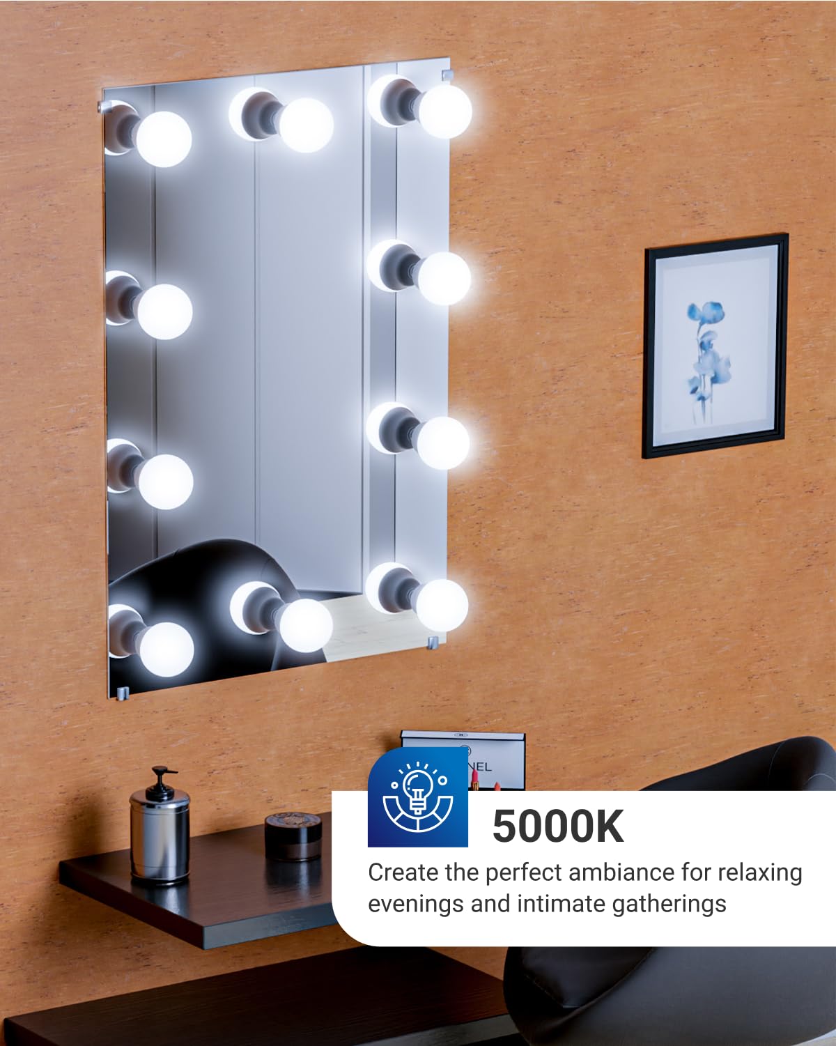 Sunco Lighting - 10 Pack E12 LED Bulbs Candelabra CRI92 5000K Daylight, 5W Equivalent 40W, 450 Lumens, Small Edison Screw Base E12, Non-Dimmable, Frosted Decorative G14 Globe Vanity Light Bulbs UL