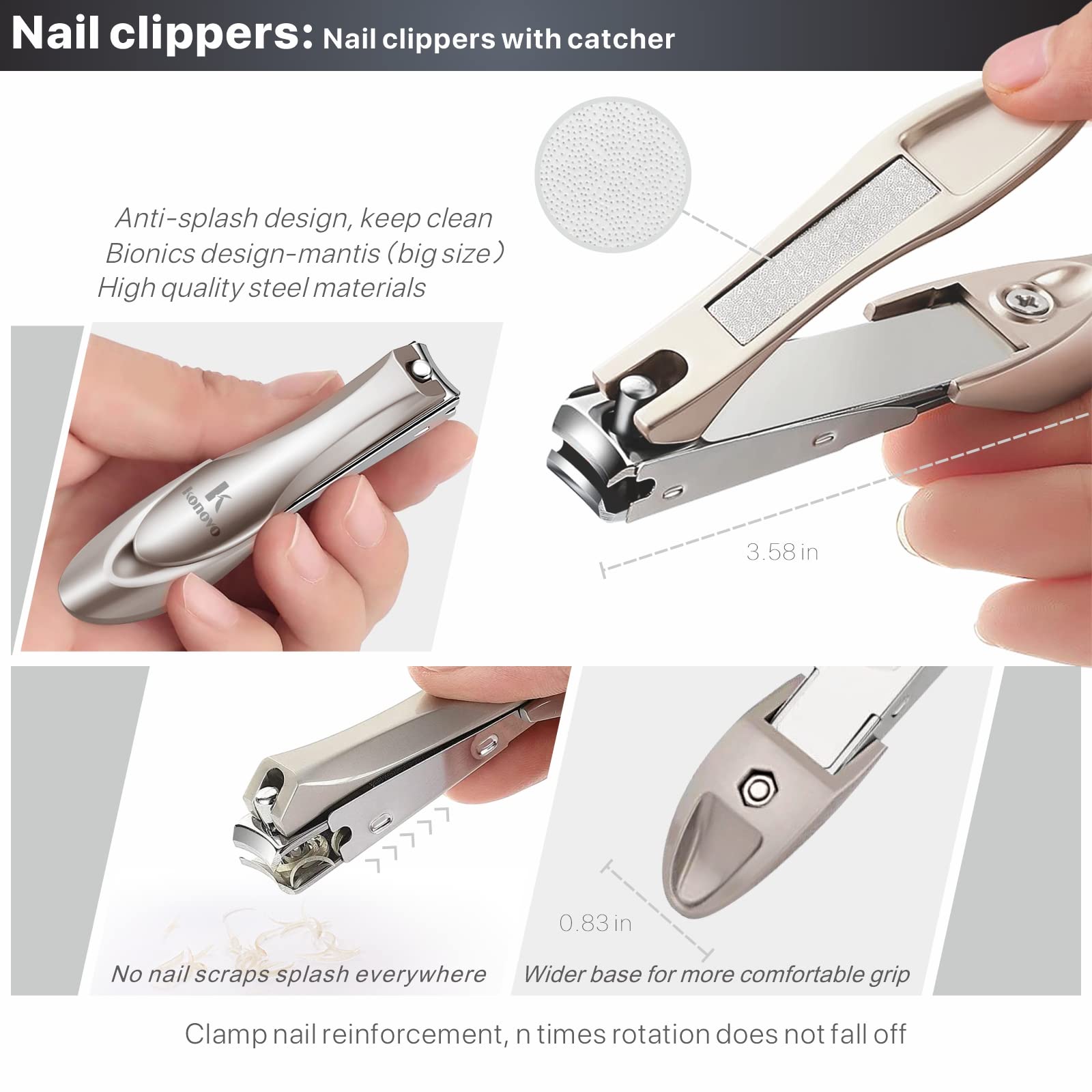 Toenail Clippers for Seniors Thick Toenails, Toe Nail Clippers Adult Thick Nails Long Handle, Heavy Duty Nail Clippers Kit 6Pcs Black