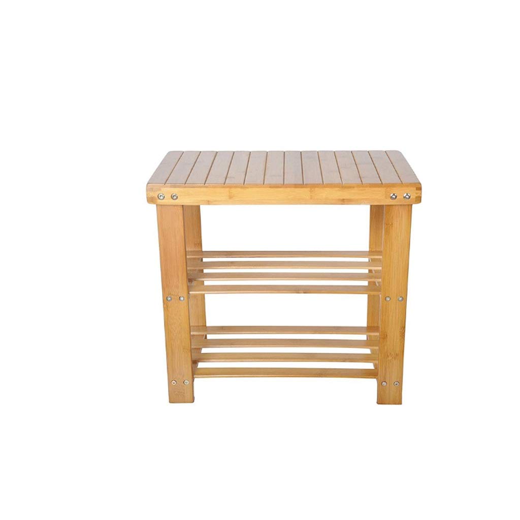 ZHYH 2 Tier Shoe Rack Natural Shoe Rack Shoe Bench Organizer and Foot Stool Home Furniture Accessories