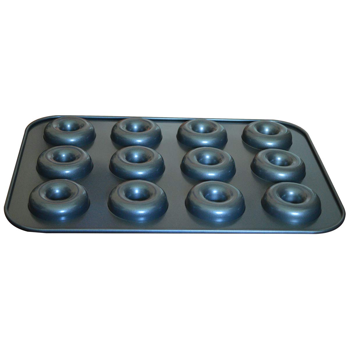 Twscvc Donut Baking Pans, Nonstick 12 Cavity Doughnut Pan, Carbon Steel Donut Mold and Mini Bagel Pan for Baking -Gray