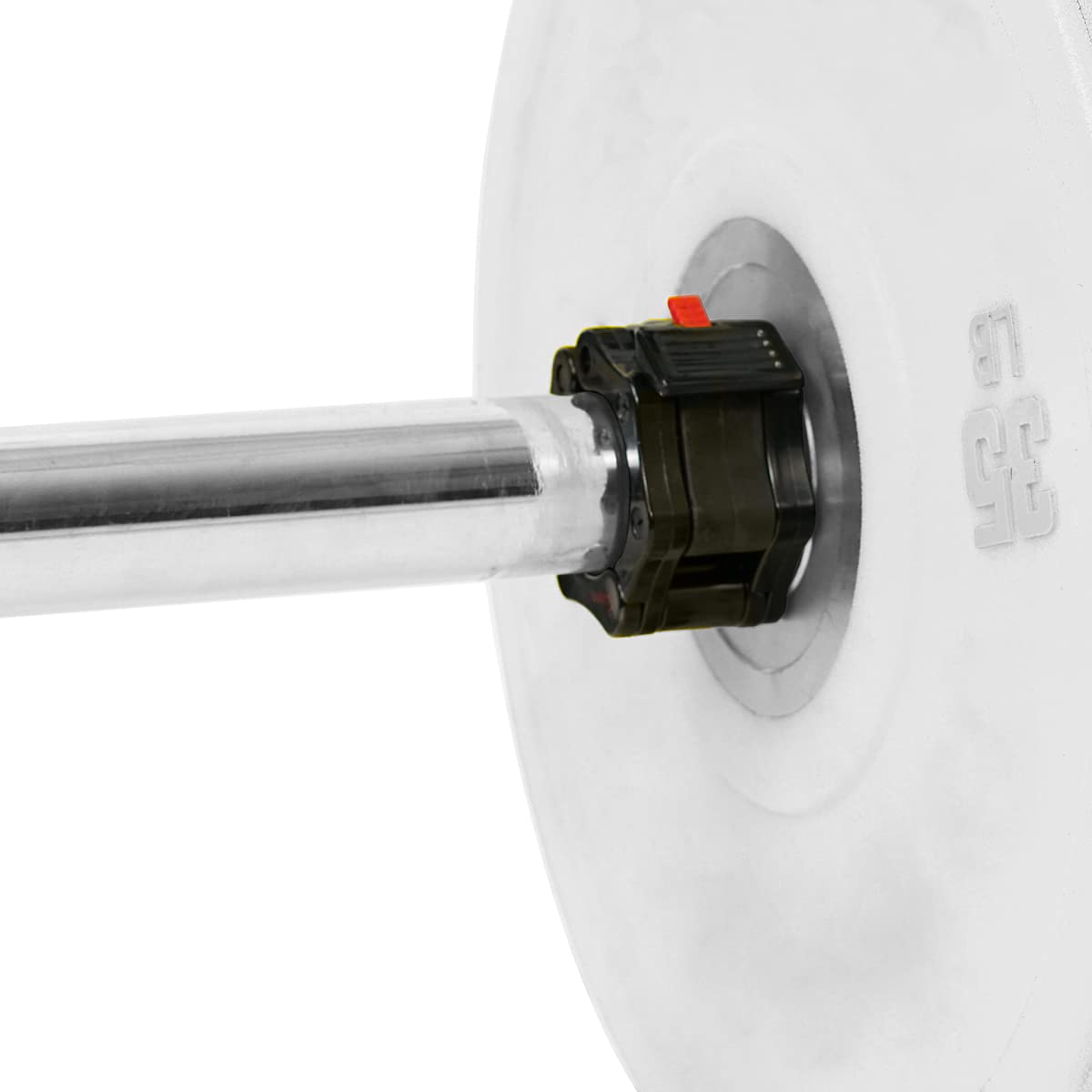 Sunny Health & Fitness OB-60 Olympic Bar, Medium/60" with Shark Clamp Lock Collars for Olympic Barbells