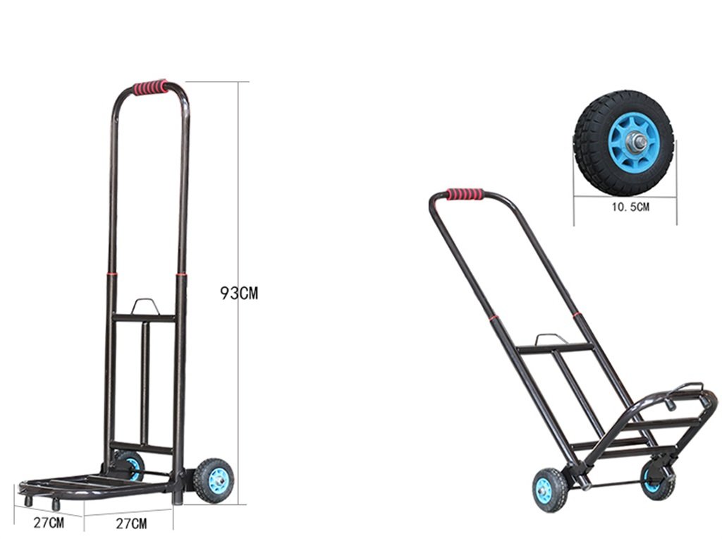 ZLH Folding Portable Luggage Cart Trolley Carts Hand Truck Trolley Medium Rubber High-Elasticity Wheels Telescopic Load 50 Kg o$ (Color : A)