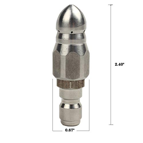 WILTEEXS Pressure Washer Sewer Jetter Nozzle, Drain Jet Hose Nozzle, 1/4'' Quick Connector, 5000 PSI