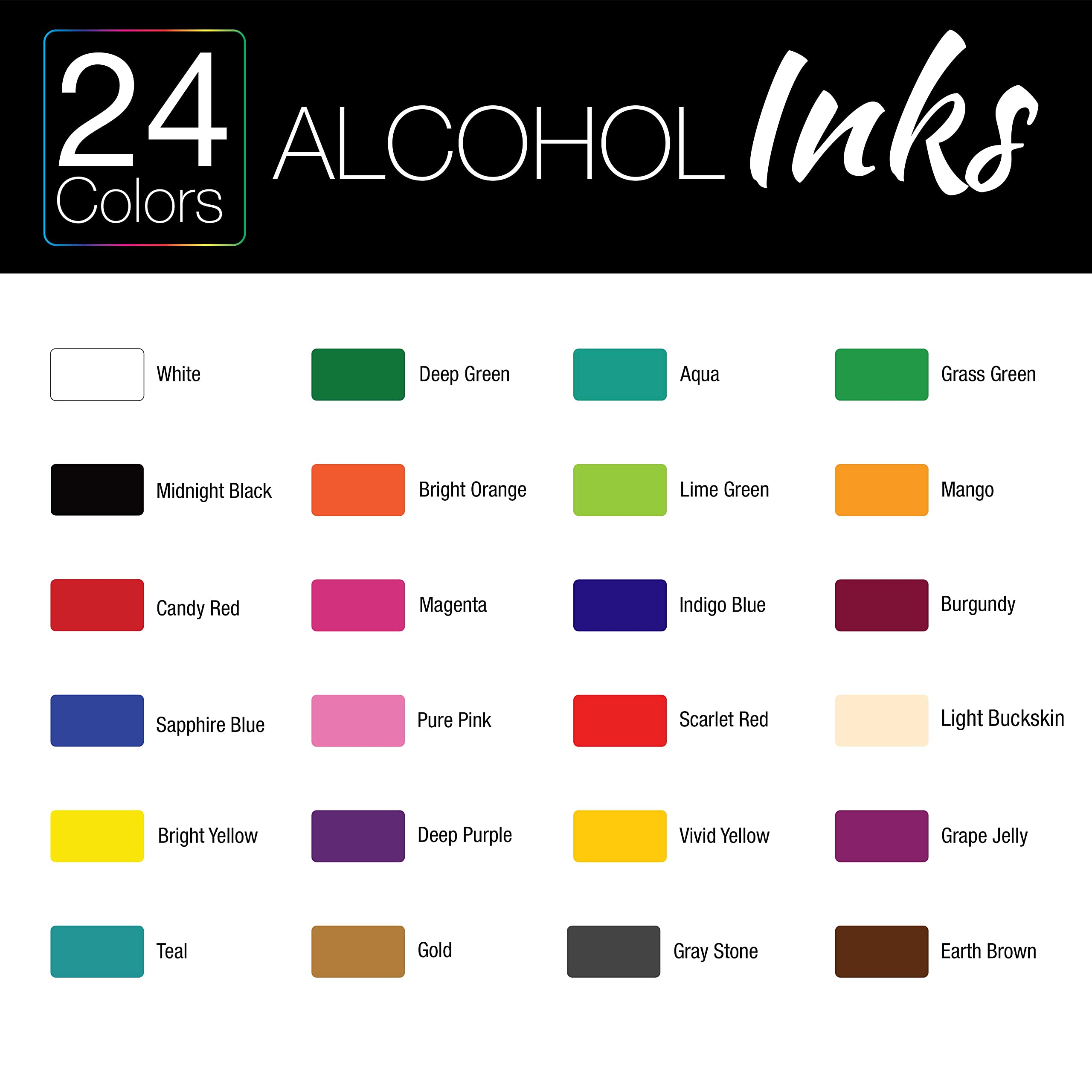 U.S. Art Supply 48 Color Alcohol Ink Set - Huge 30ml Triple Sized 1-oz Bottles - includes 4-oz Blender & 30 Swabs - Vibrant Highly Concentrated Pigment Dye Paint for Epoxy Resin Art Painting & Crafts