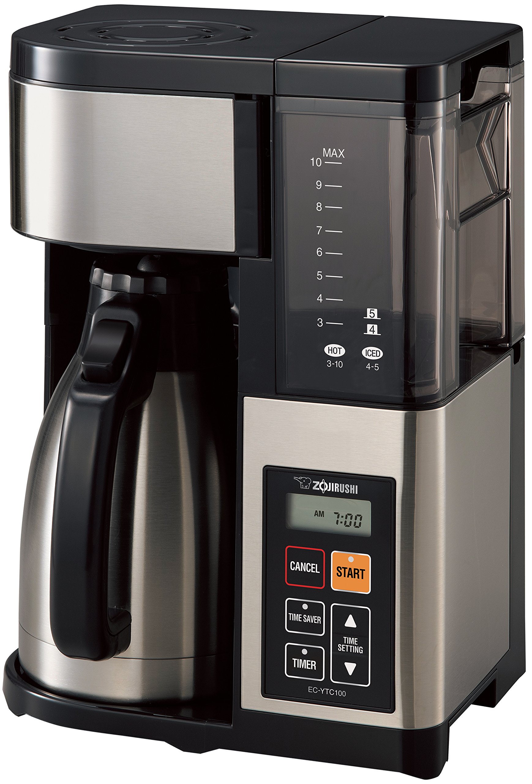 Zojirushi EC-YTC100XB Coffee Maker, 10-Cup, Stainless Steel/Black & #CD-K03EJU Inner Container Cleaner for Electric Pots, 4 Packets,White