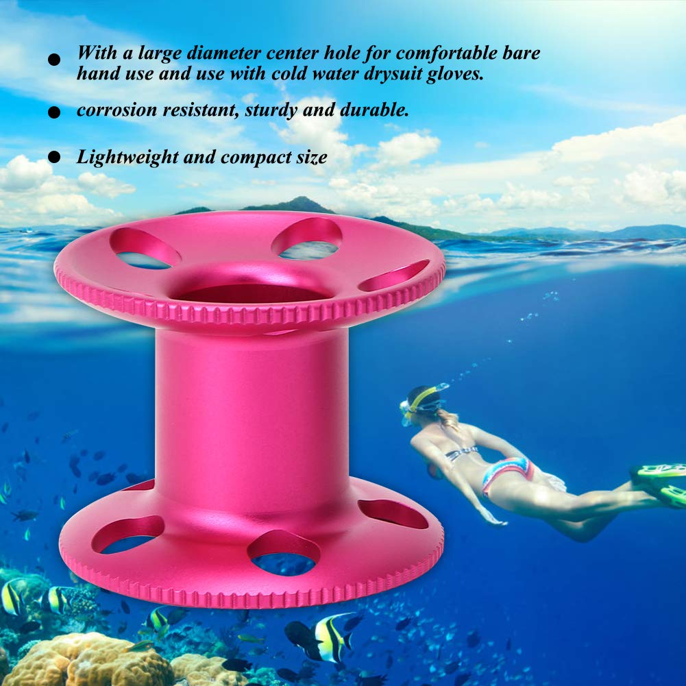 WNSC Durable Aluminum Alloy Finger Reel, Finger Spool, Lightweight Finger Control Reel, Empty Easy to Use Line Tool for Freediving Snorkeling(red)