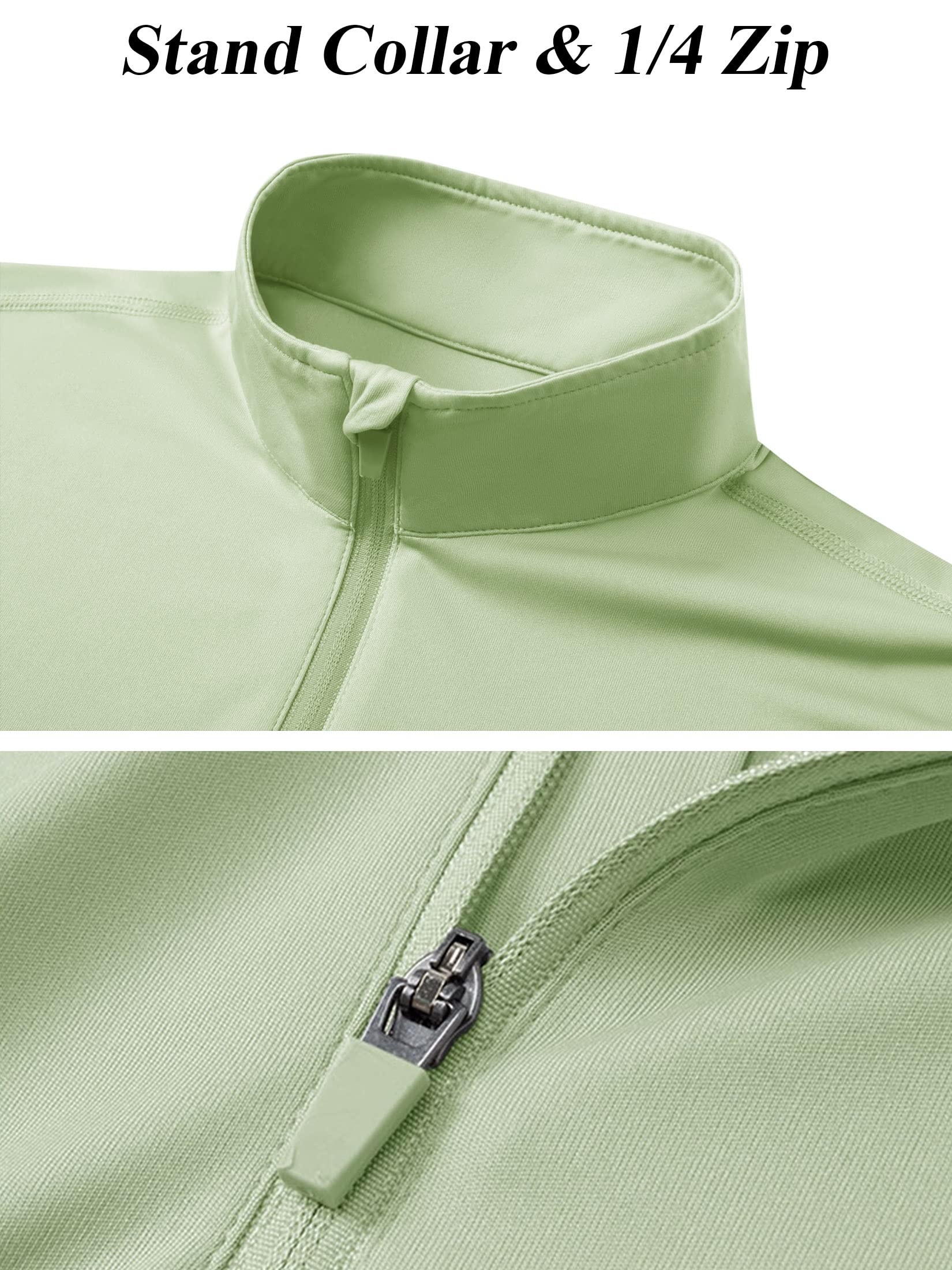 TACVASEN Women's Sun Shirts UV Protection Shirt Long Sleeve Workout Tops for Women Quarter Zip Pullover Light green, XL