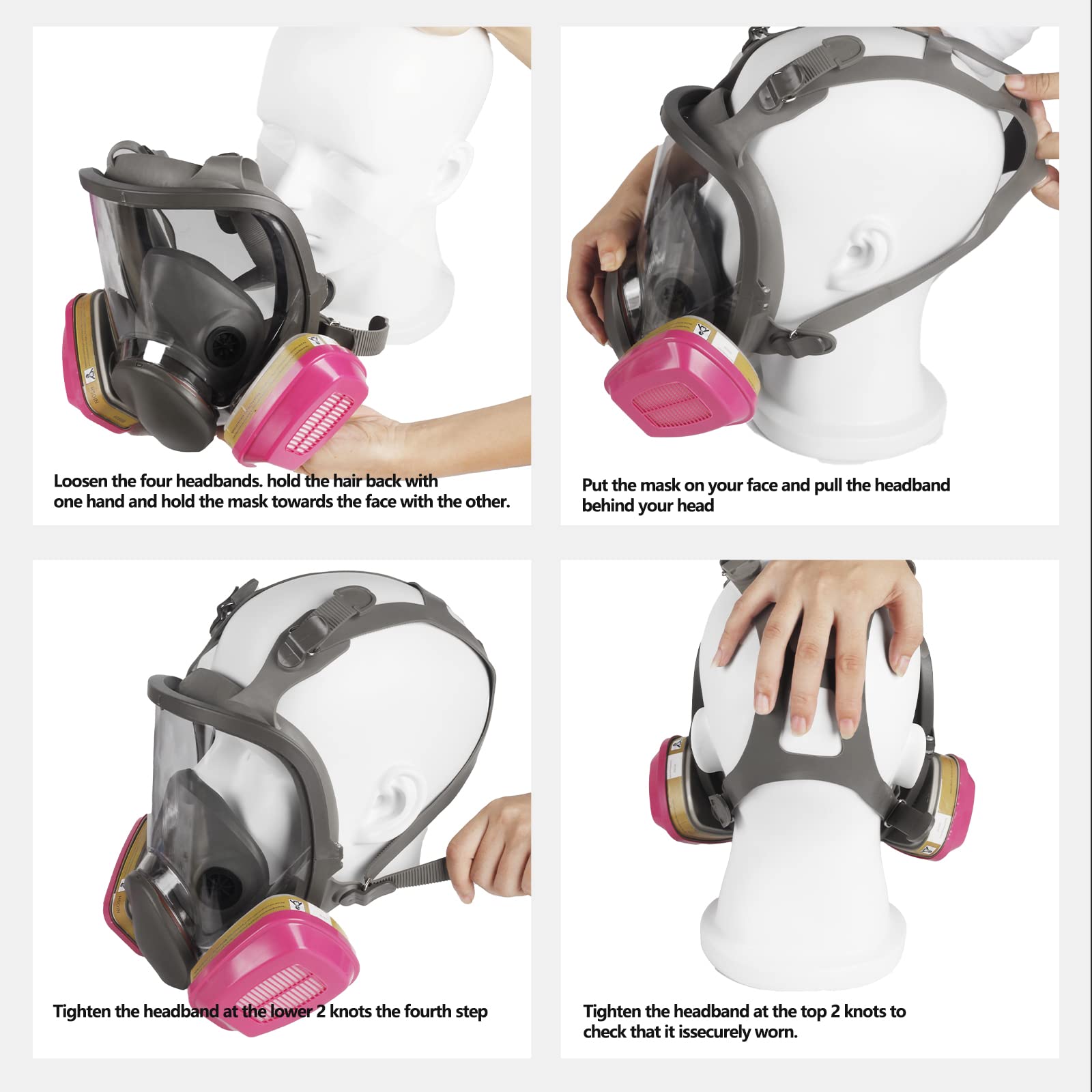 WjjWff Full Face Respirator Mask - Gas Mask With 60926 Activated Carbon Air Filter,For epoxy resin,grinding, hazardous waste handling, paint preparation, petrochemical, pharmaceuticals, welding