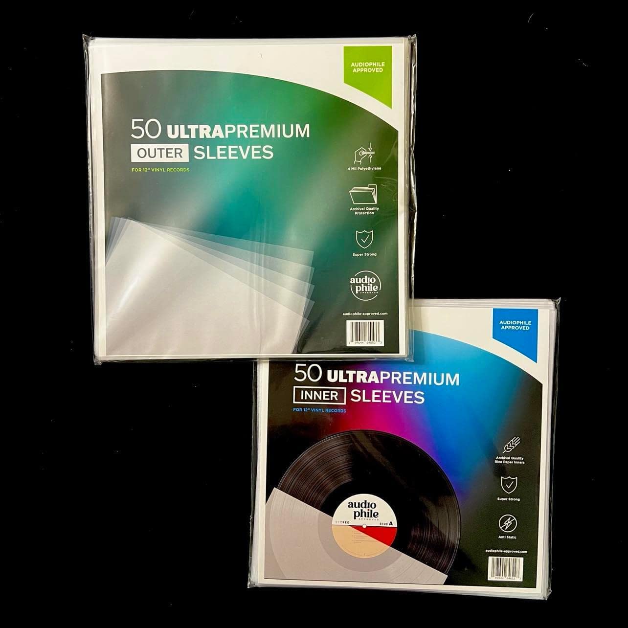 Vinyl Record Outer Sleeves - Audiophile Approved Ultra Premium 4Mil Sleeves - 50 Pack for 12” Records - Slim Fit: Single & Double Lps - Super Soft Archival Quality Plastic Covers
