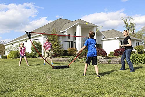 Zume Games Portable Badminton Set with Freestanding Base β Sets Up on Any Surface in Seconds β No Tools or Stakes Required,Red/Black/Green,1,OD0006W