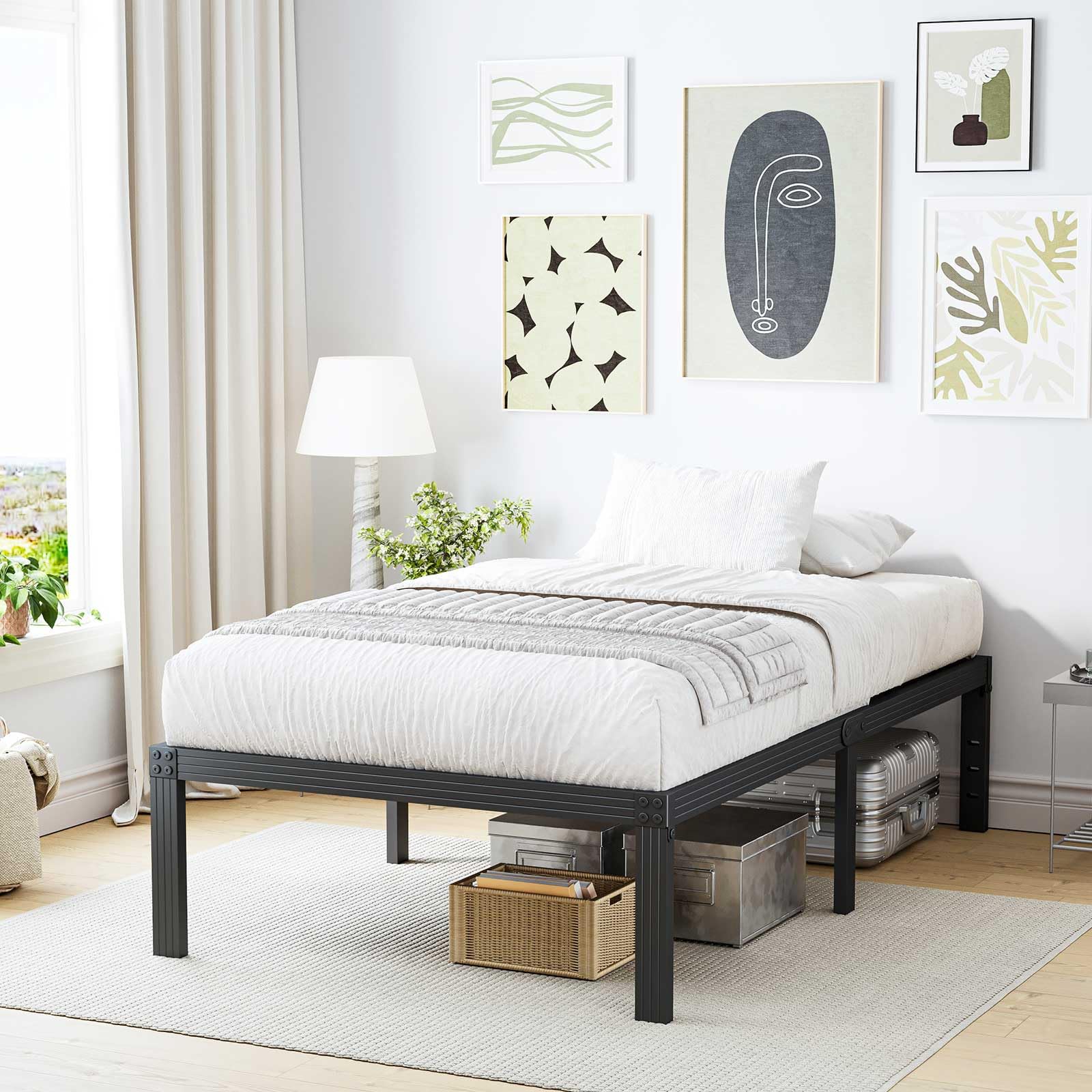 Uliesc Twin Size Bed Frame, 14 Inch High Sleek and Durable Metal Bed Frame, No Box Spring Needed Platform, Heavy Duty Steel Slats with 2000 lbs Support, Easy Assembly, Noise-FreeāMatte Black