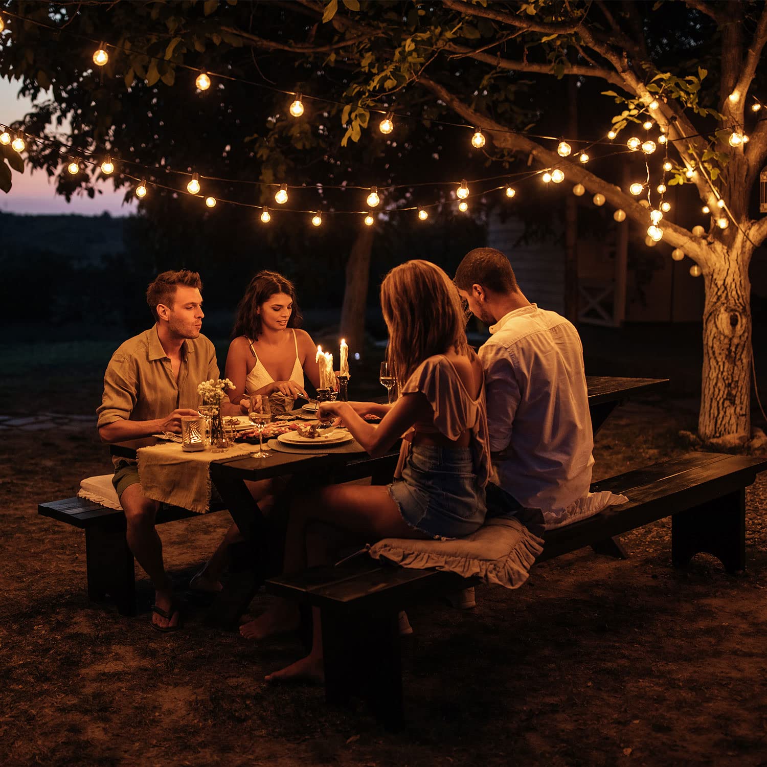 ZOTOYI Outdoor String Lights Waterproof IP65, 100FT Patio Lights with 32 S14 Shatterproof Bulbs(2 Spare), Commercial Grade Heavy-Duty LED String Lights for Outside, Bistro, Cafe, Backyard, 2700K