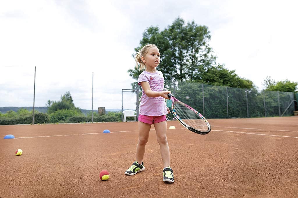 Weierfu Junior Tennis Racket for Kids Toddlers Starter Racket 17" with Cover Bag Light Weight(Strung) (17" Pink)