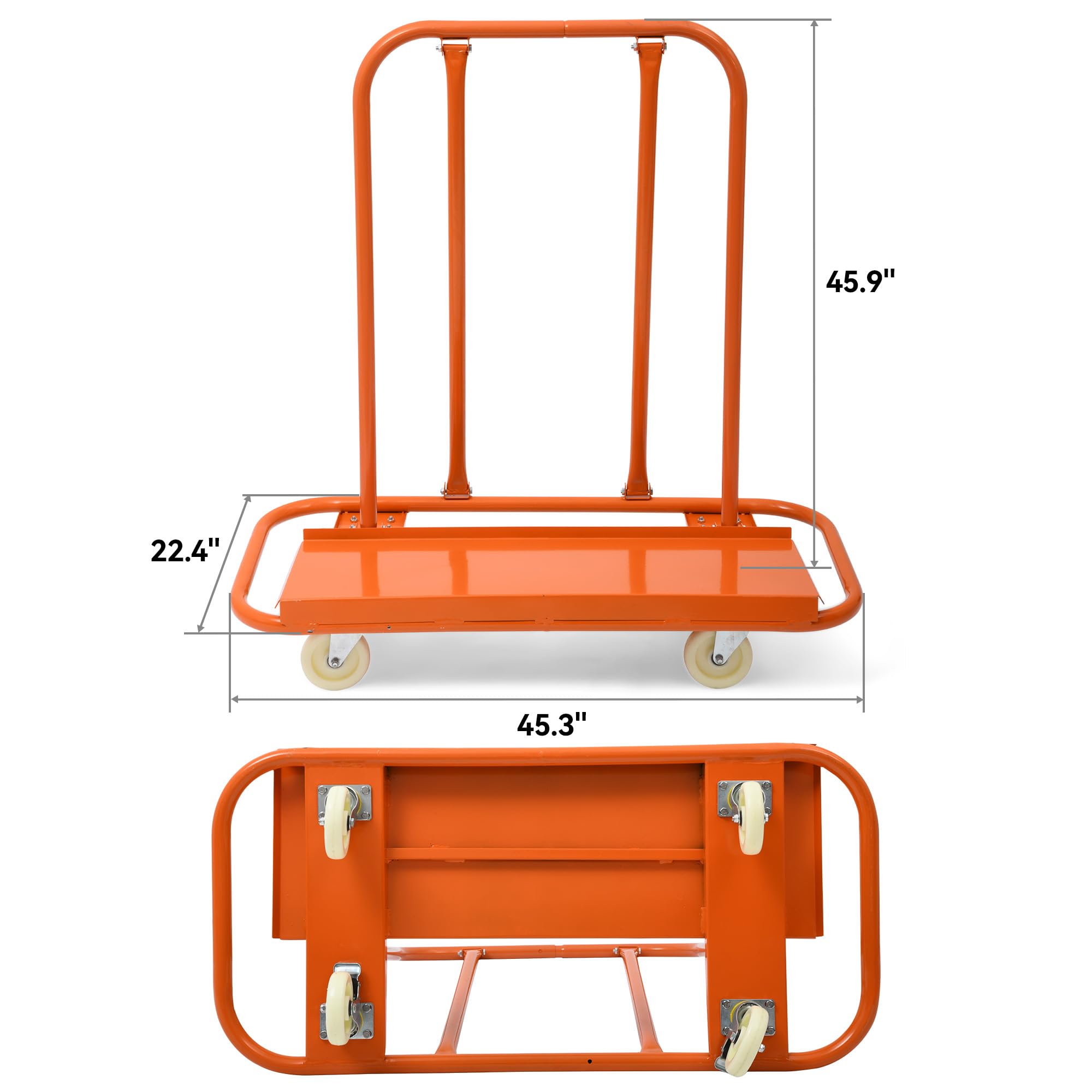 YITAMOTOR Drywall Cart, 3000lbs Heavy Duty Drywall Sheet Cart 45.3" L × 22.4" W × 46" H with 4 Swivel Wheels Panel Cart Sheetrock Dolly Drywall Dolly for Wall Panel, Sheetrock, Wood Panel