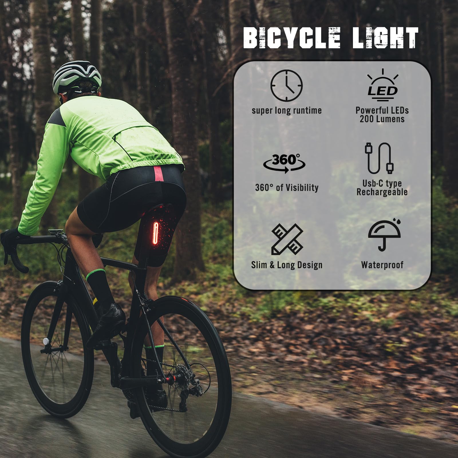 Yaocom 2 Pcs Bike Tail Light USB Rechargeable Bike Lights LED Waterproof Bright Rear Bike Flashlight with 7 Changing Colors 14 Modes for Bikes Cycling Scooters Skateboards Cycling Safety