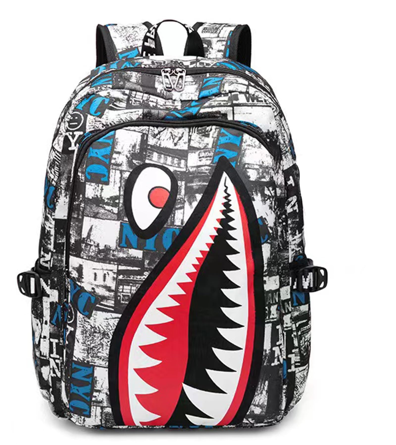 XKJFOTCY Shark Backpack for Boys, Fashion Multi-Functional Teens Bookbag, Laptop Backpack, Casual Daypack