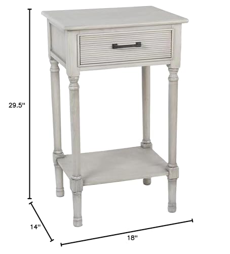 Winter Stone Finished Wooded End Table with Drawer and Storage Shelf, Easy No-Tool Assembly, Black Metal Handle, Smooth Wood Glides for Effortless Use. End Table Nightstand