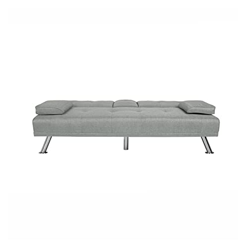 Upholstery Futon Sofa Loveseat Convertible Sleeper Couch Bed Daybed,Folding Recliner with 2 Cup Holders,Removable Soft Pillow-Top Armrest,3 Angles for Living Room Apartment Office Furniture Sets
