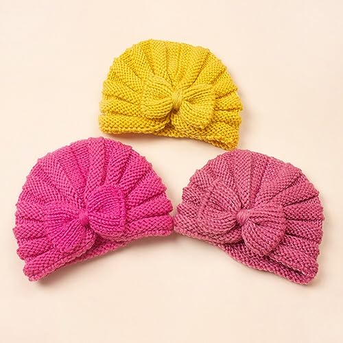 Winter Warm Baby Hat Cute Bow Girls Beanie Hat Knitted Infant Toddler Cap 0-3 Years Old, Purple