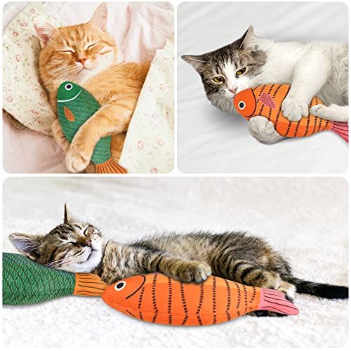 WONOWPA 2PCS Catnip Toy, Plush Cat Chew Toy, Bite Resistant Catnip Toys with Bell Inside, Interactive Teething Toy for All Cats