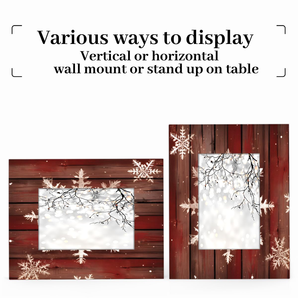 YoCosy Picture Frames 8x10 for Wall Decor Red Rustic Wood Christmas Snowflake Hanging Picture Frame with Stand Large Wood Photo Poster Frames Collage for Tabletop, Acrylic Face