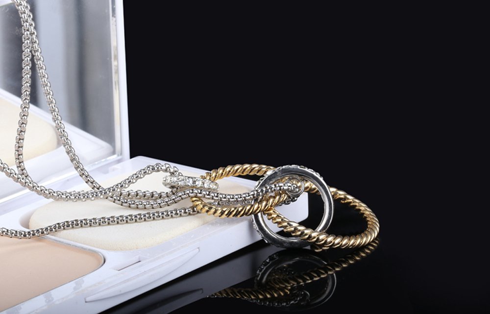 UNY Luxury Cable wire design linked Chain Necklace Women Fashion Jewelry drop Heart shape Unique Present